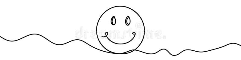 Continuous Line Drawing of a Laughing Face Emoji Stock Vector ...