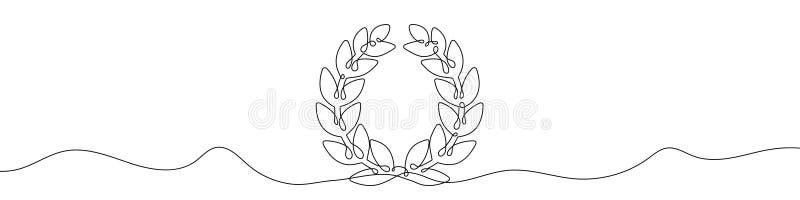Continuous Line Drawing of Laurel Wreath. Single Line Laurel Wreath ...