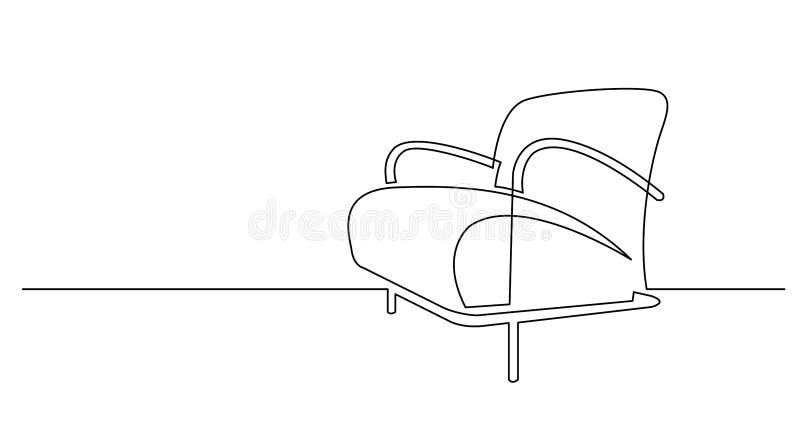 Continuous Line Drawing of Modern Comfortable Armchair Stock Vector ...