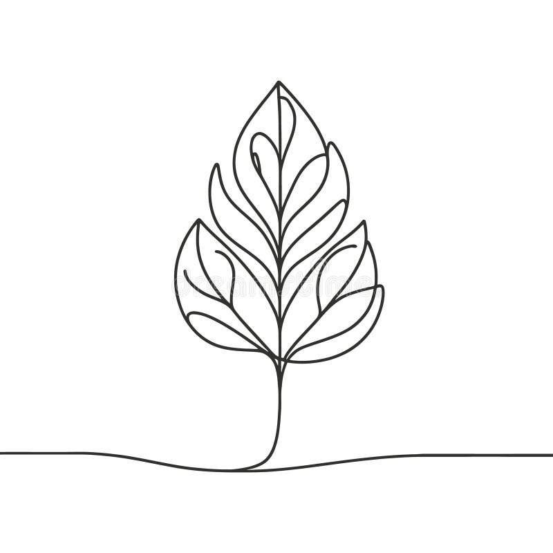 Continuous Line Drawing of Leaf. Leaf One Line Background. One Line ...