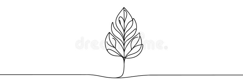 Continuous Line Drawing of Leaf. Leaf One Line Background. One Line ...