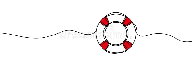 Continuous Line Drawing of a Lifebuoy. Lifebuoy Background in One Line ...