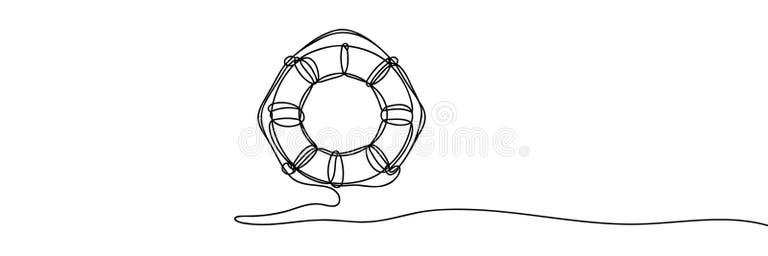 Continuous Line Drawing of a Lifebuoy. Lifebuoy Background in One Line ...