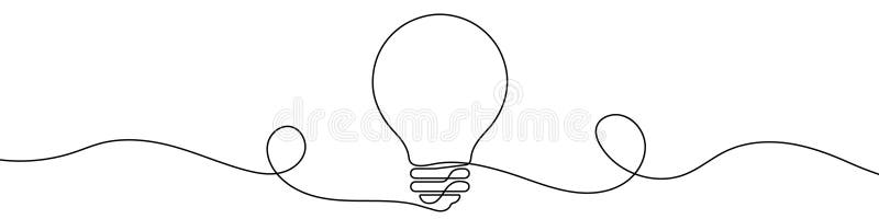 Continuous Line Drawing of Light Bulb. Single Line Electric Lamp Icon ...