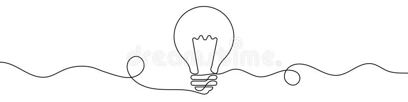 Continuous Line Drawing of Light Bulb. Single Line Electric Lamp Icon ...