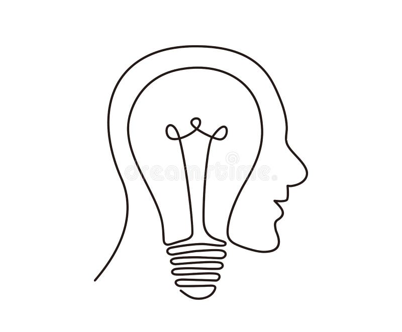 Continuous Line Idea Head Bulb Stock Illustrations – 265 Continuous ...