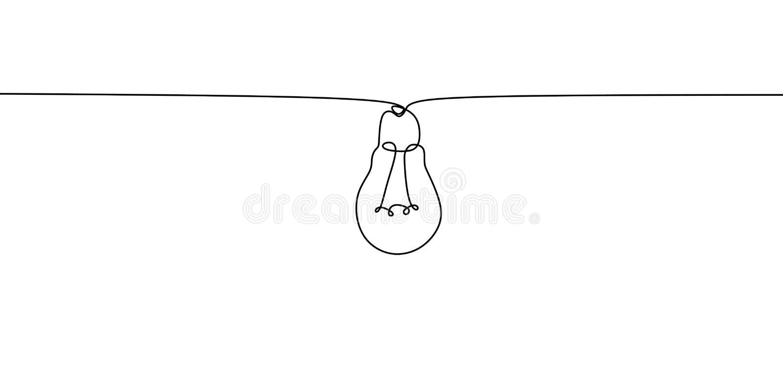 Continuous of Bulb Light Line Drawing. Concept of Idea and Smart ...