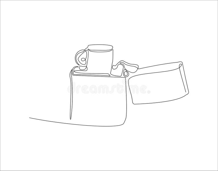 Continuous Line Drawing of Lighter. One Line of Lighter. Lighter ...