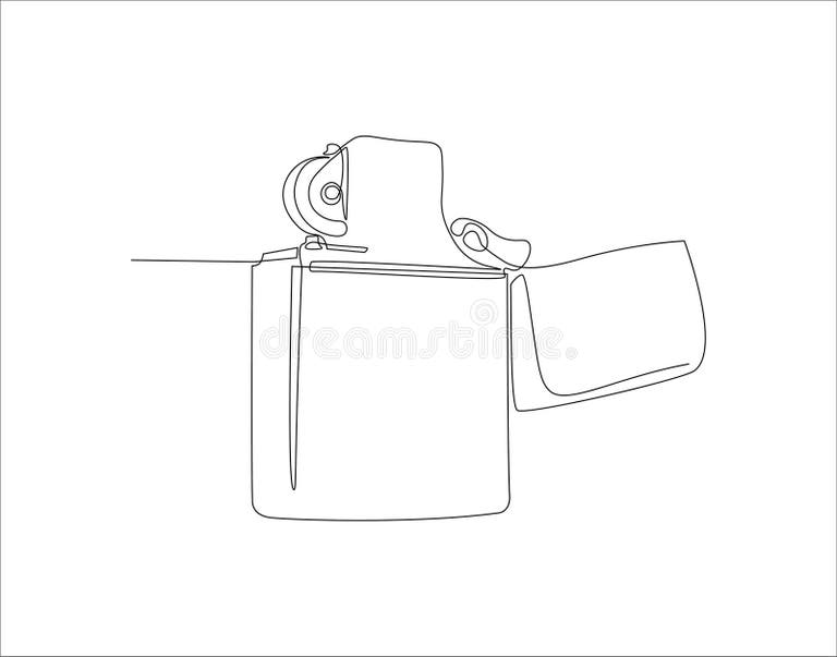 Continuous Line Drawing of Lighter. One Line of Lighter. Lighter ...