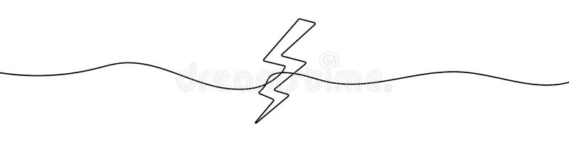 Continuous Line Drawing of Lightning. Lightning Line Icon. One Line ...