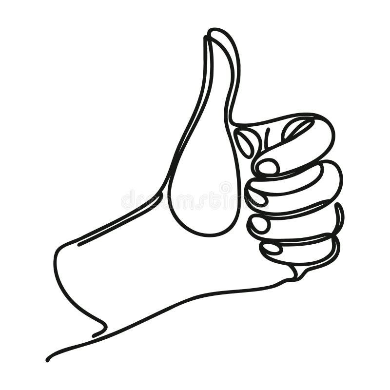 Continuous Line Drawing of Like Icon. Thumb Up in One Line Drawing ...