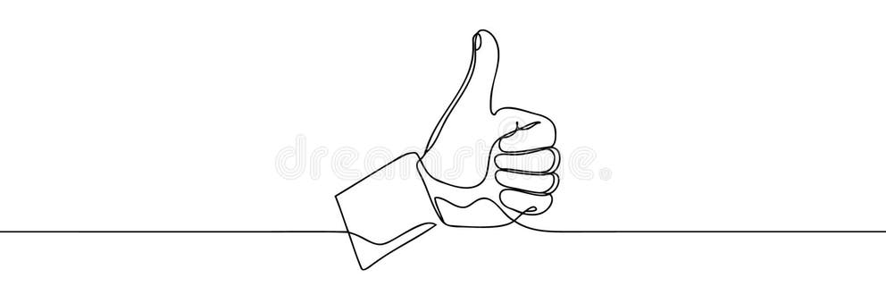 Continuous Line Drawing of Like Icon. Thumb Up in One Line Drawing. One ...