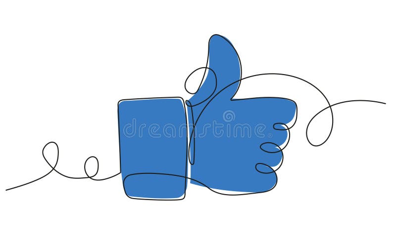 Continuous Line Drawing of Like Icon. Thumb Up in One Line Drawing. One ...