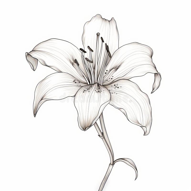 Continuous Line Drawing of a Lily with Rose Representation Stock ...