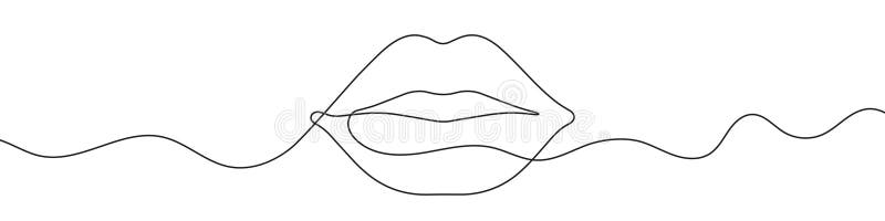 Continuous Line Drawing of Lips. Single Line Lips Icon. Stock ...