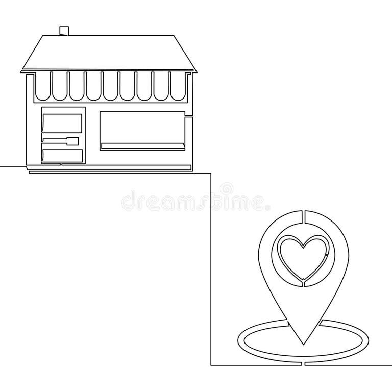 Continuous Line Drawing Local Shop, Love for the Local Seller Icon ...