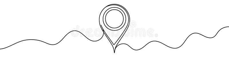 Continuous Line Drawing a Location Pin on Wavy Road Stock Vector ...