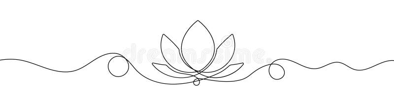 Continuous Line Drawing of Lotus Flower. One Line Drawing Background ...