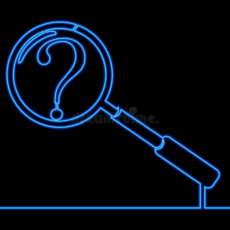 Continuous Line Drawing Loupe with Question Mark Inside Help or Ask ...