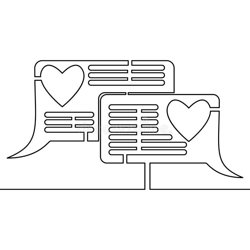 Continuous Line Drawing Love Chat Comment Concept Stock Vector ...