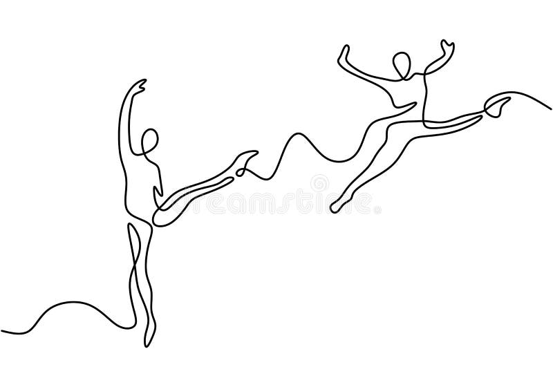 Continuous Line Drawing Dancing Couple Stock Illustrations 129