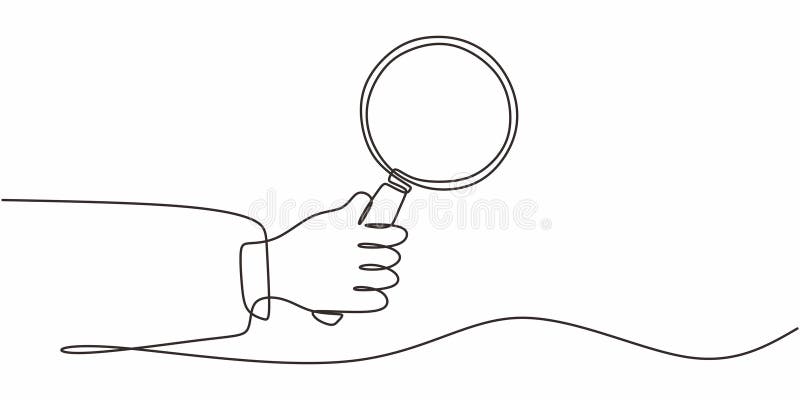 Continuous Line Drawing Magnifier Hand. Exploration Discovery Symbol ...