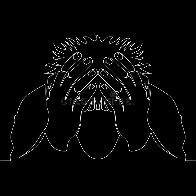 Continuous Line Drawing of Man in Despair Vector Illustration Stock ...