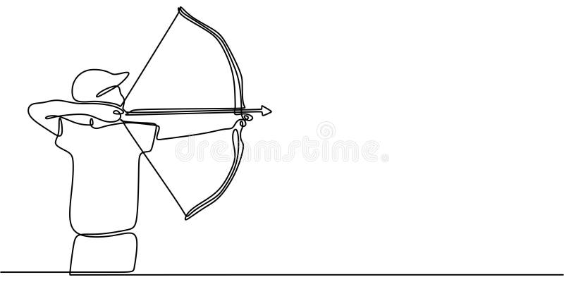 Continuous Line Drawing of a Man Doing Archery. Showcasing Skill and ...