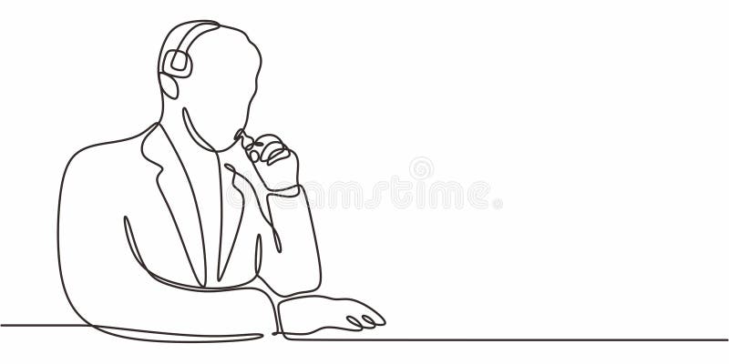 Continuous Line Headset Stock Illustrations – 844 Continuous Line ...