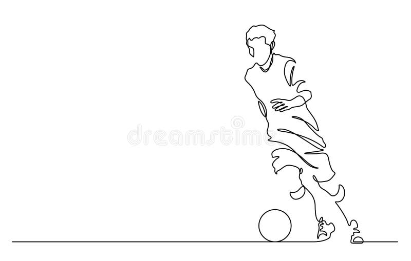 Continuous Line Drawing of Man Playing Football Vector Illustration ...