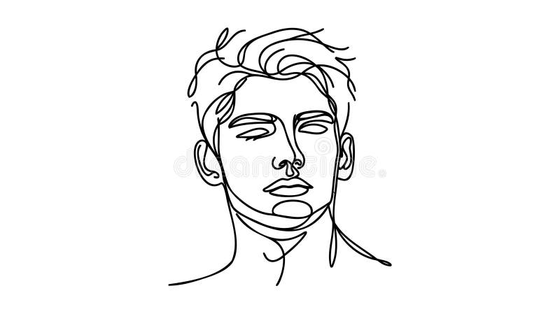 Continuous Line Drawing of Man Profile. Abstract Man Face Minimalistic ...