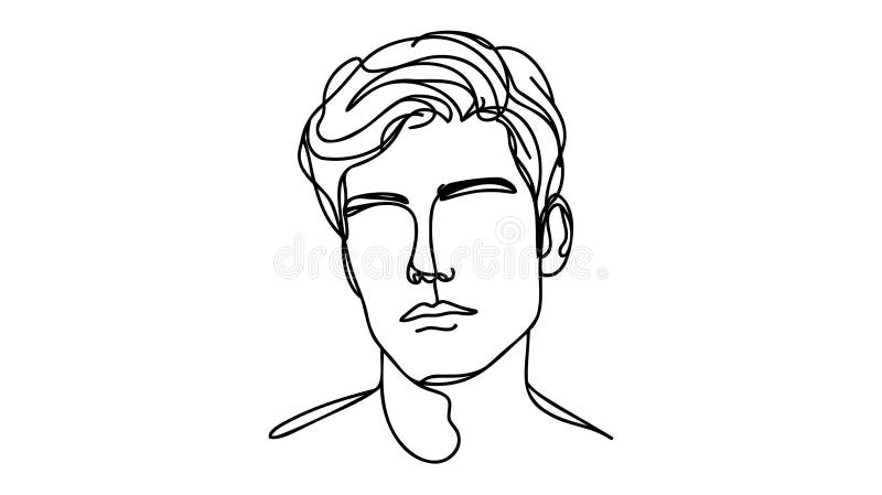 Continuous Line Drawing of Man Profile. Abstract Man Face Minimalistic ...
