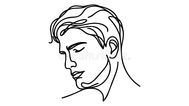Continuous Line Drawing of Man Profile. Abstract Man Face Minimalistic ...