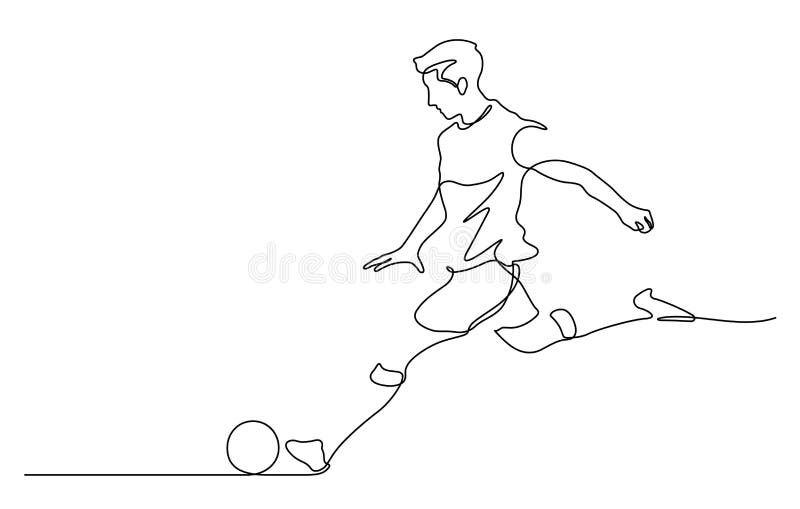 Continuous Line Drawing of Man Shooting Football Vector Illustration ...