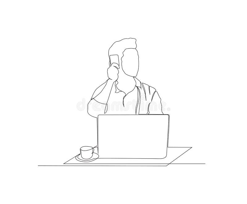 Man Phone Continuous Line Drawing Stock Illustrations – 566 Man Phone ...