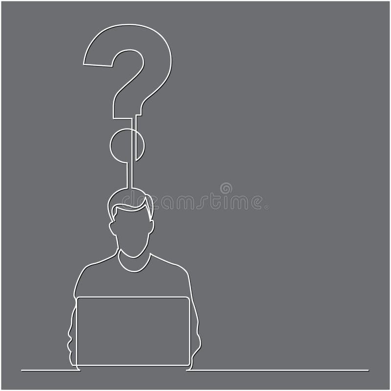 Continuous Line Drawing of Man Sitting with Laptop Computer Work Stock ...