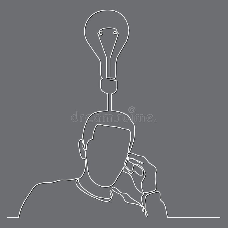 Continuous Line Drawing Of Man Talking On Cell Phone Thinking Ab Stock