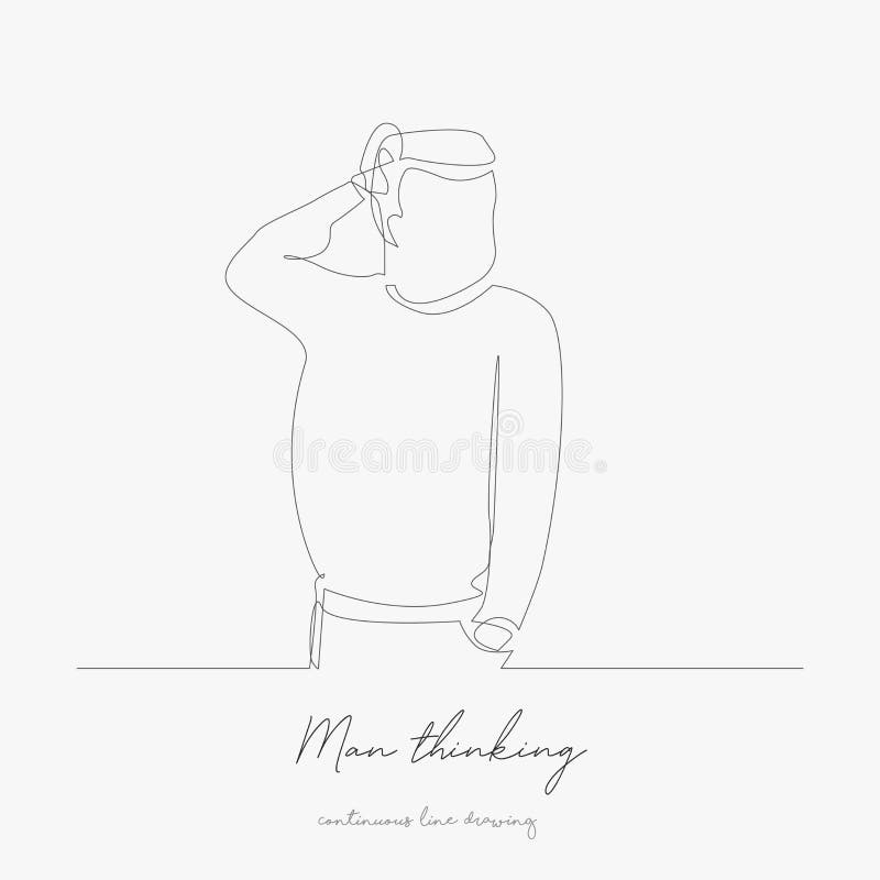 Continuous Line Drawing. Man Thinking. Simple Vector Illustration. Man ...
