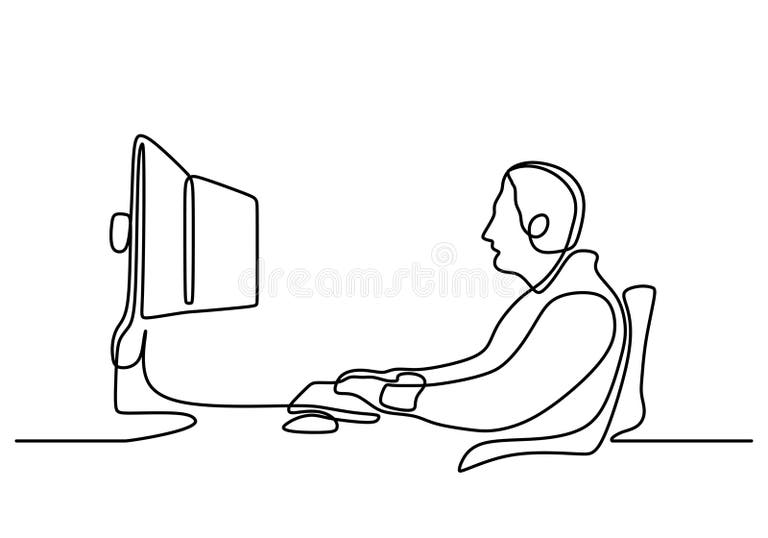 Man Thinking Man Continuous Line Drawing Stock Illustrations – 1,057 ...