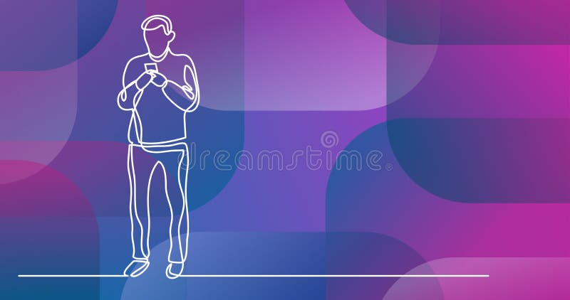 Continuous Line Drawing of Man Using His Mobile Phone Stock Vector ...