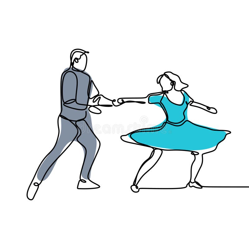 Continuous Line Drawing Of A Man And A Woman Are Dancing The Concept