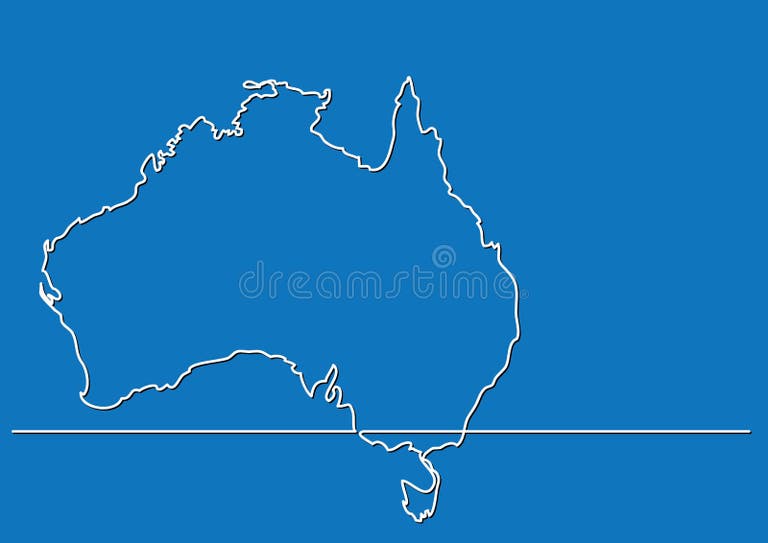 Continuous Line Drawing - Map of Australia Stock Vector - Illustration ...