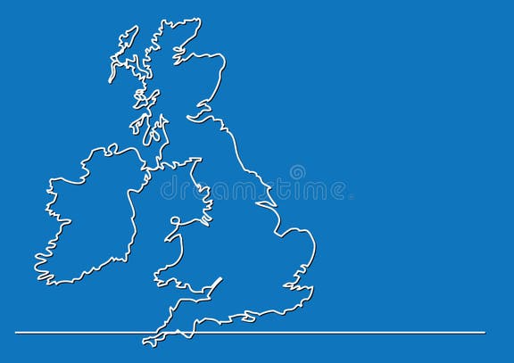 Continuous Line Drawing - Map of Britain and Ireland Stock Vector ...