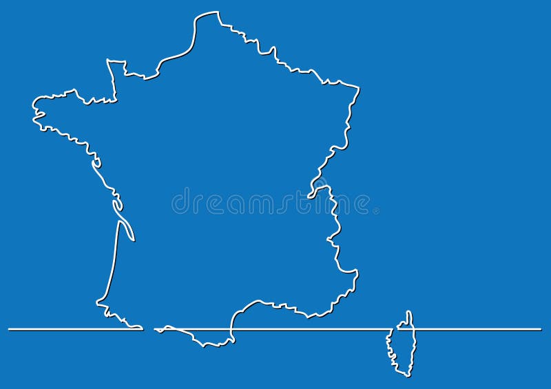 Continuous Line Drawing - Map of France Stock Vector - Illustration of ...