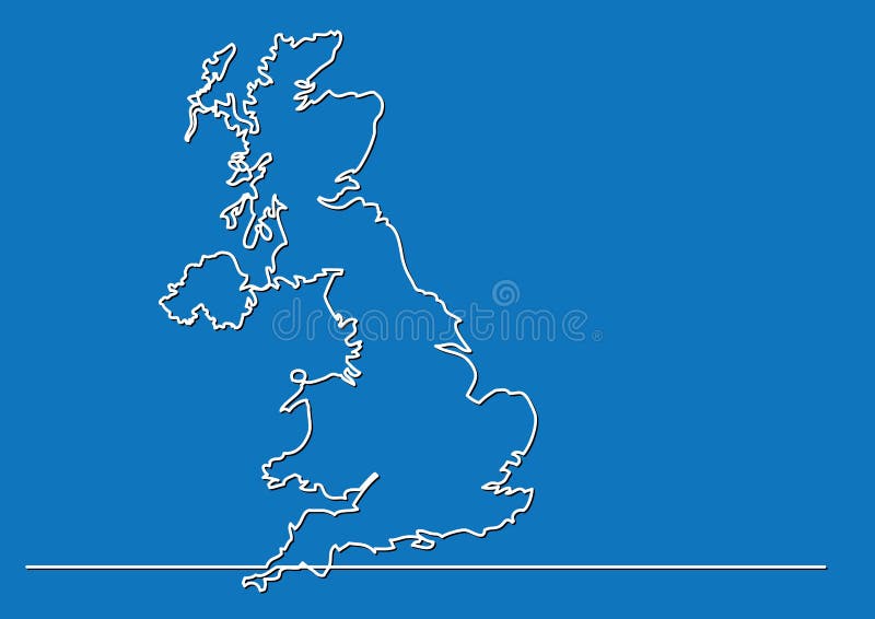 Continuous Line Drawing - Map of Great Britain Stock Vector ...