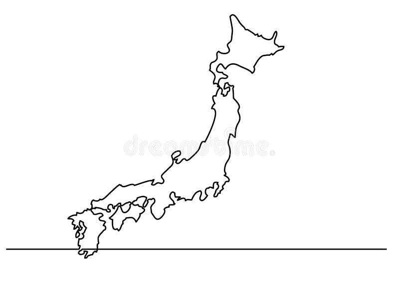 Continuous Line Drawing - Map of Japan Stock Vector - Illustration of ...