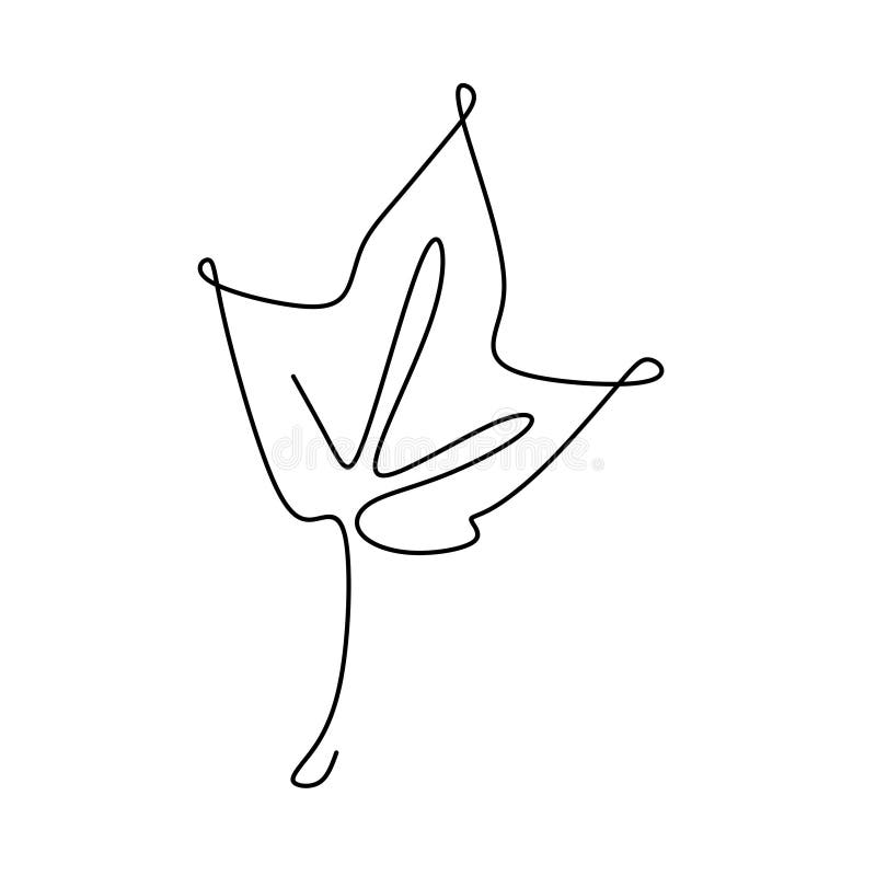 Continuous Line Drawing of Maple Leaves One Hand Drawn Lineart Design ...