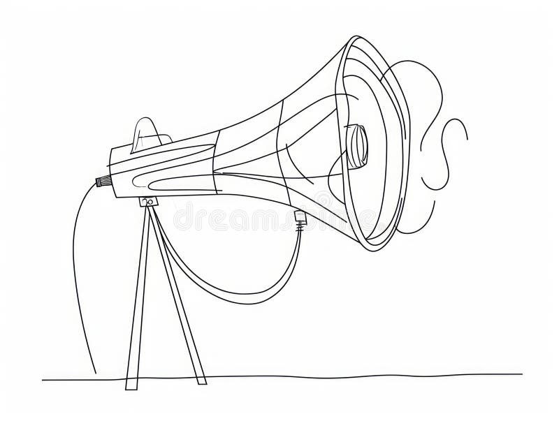 Continuous Line Drawing of a Megaphone. Illustration Stock Illustration ...