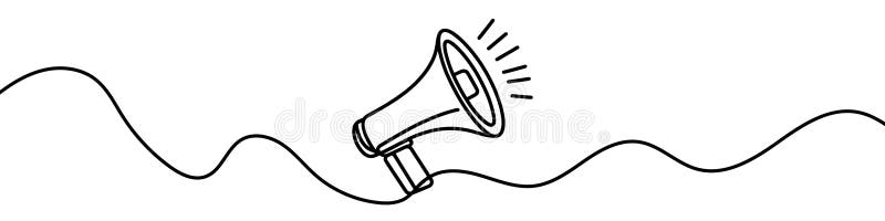 Continuous Line Drawing of Megaphone Making Announcement Stock Vector ...