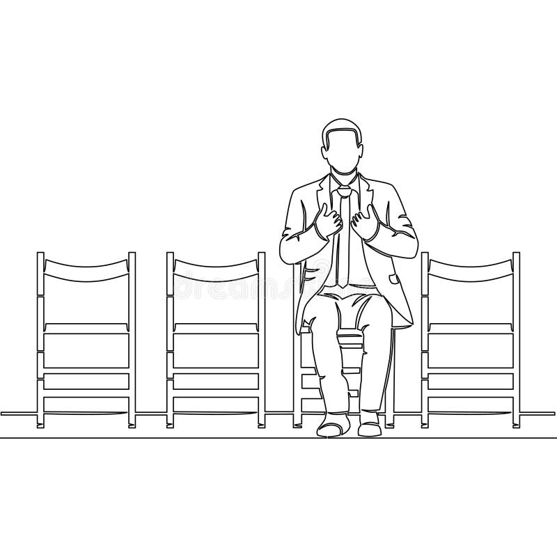 Continuous Line Drawing Men are Sitting Line for Job Interview Icon ...